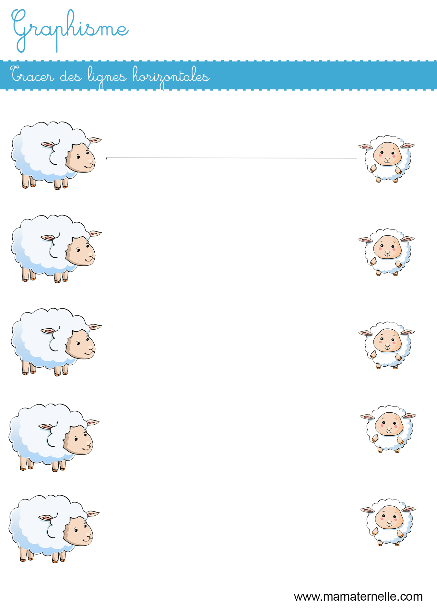 Graphisme : tracer des lignes horizontales - Ma Maternelle