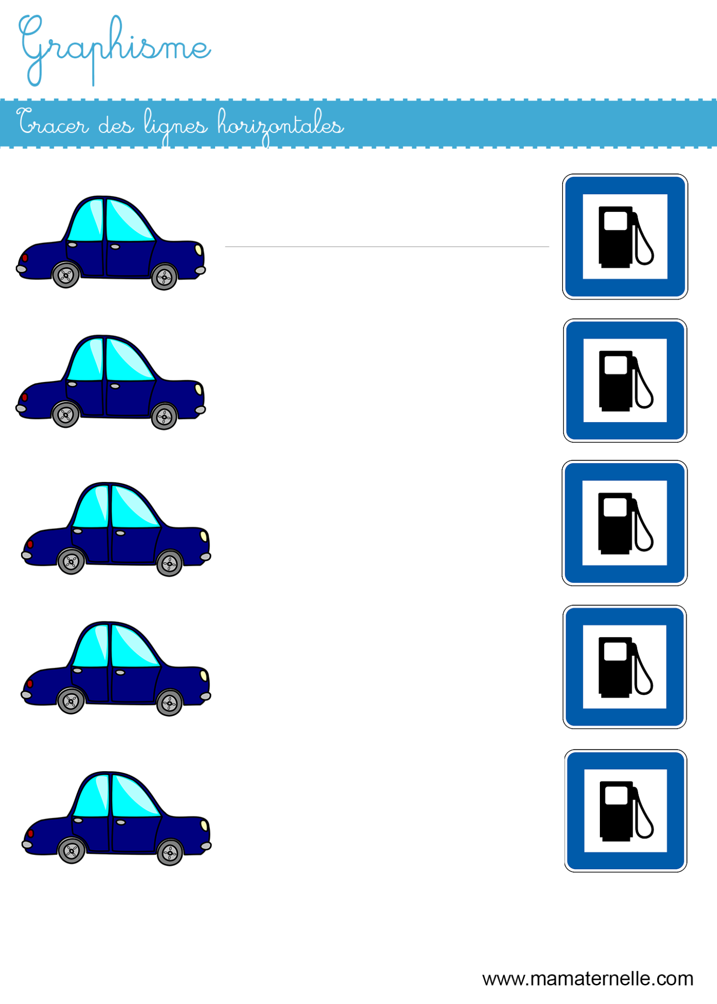 Graphisme : tracer des lignes horizontales - Ma Maternelle