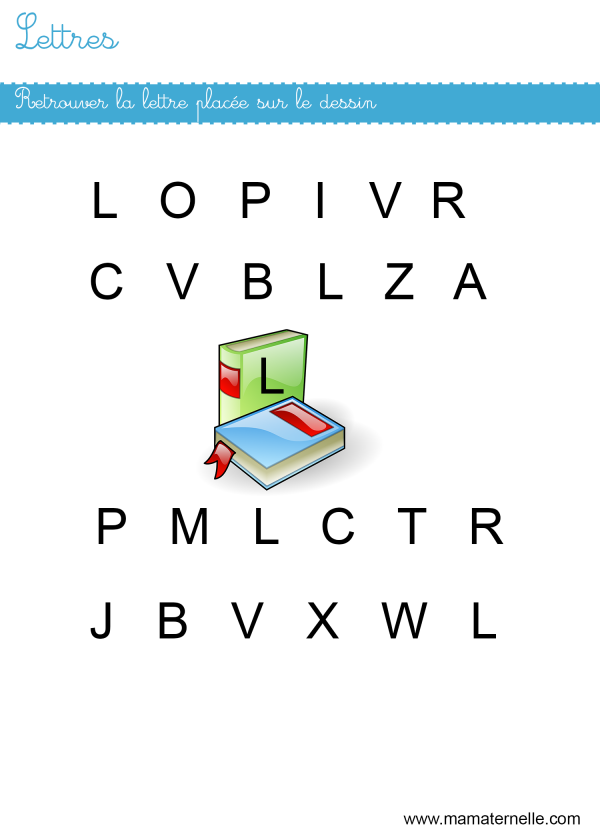 Lettres : retrouver les lettres L - Ma Maternelle