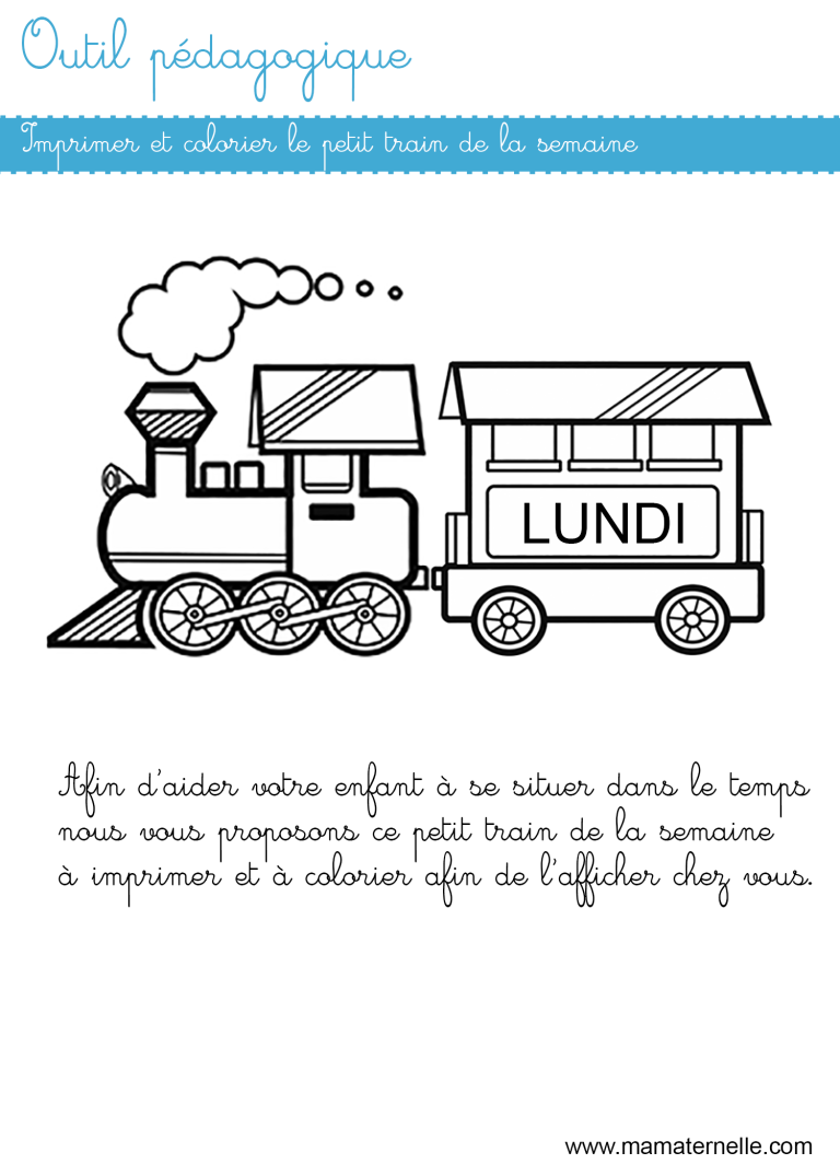 Outil pédagogique : le train de la semaine - Ma Maternelle