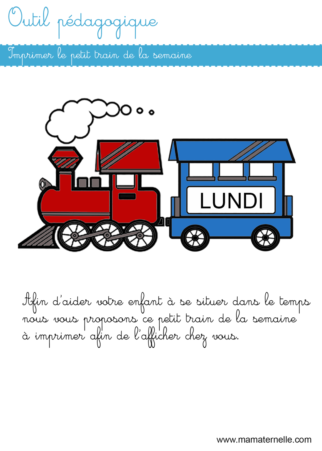 Outil pédagogique : le train de la semaine - Ma Maternelle