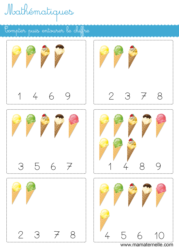Mathématiques : compter puis entourer le chiffre - Ma Maternelle