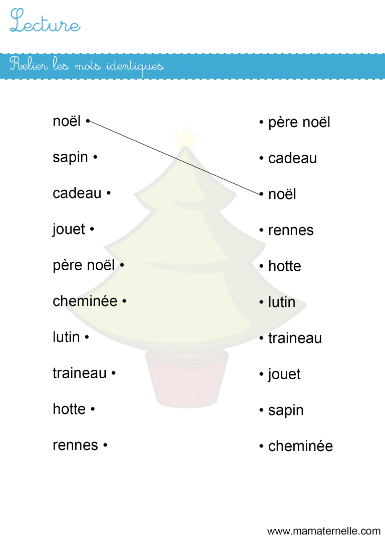 Lettres : relier les mots identiques - Ma Maternelle