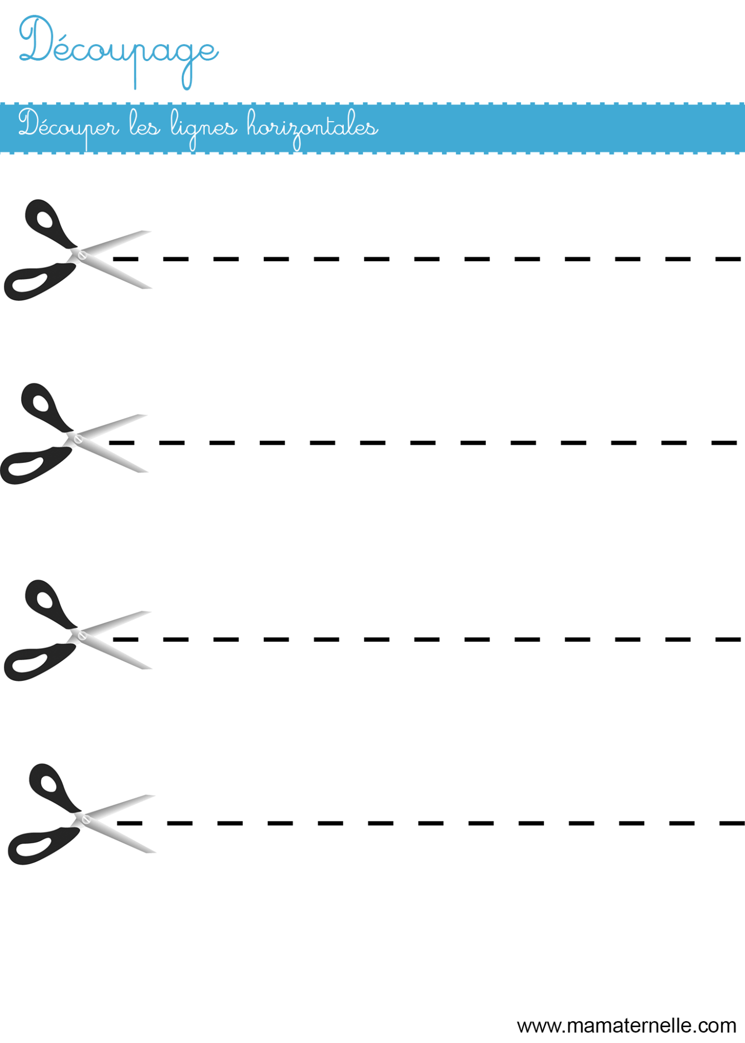 Découpage : découper les lignes horizontales - Ma Maternelle Découpage : découper les lignes horizontales - Ma Maternelle