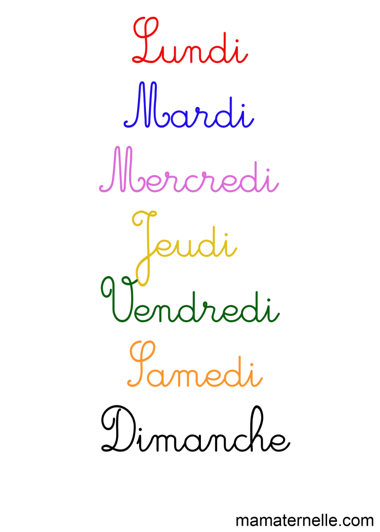 Outil pédagogique : les jours de la semaine - Ma Maternelle