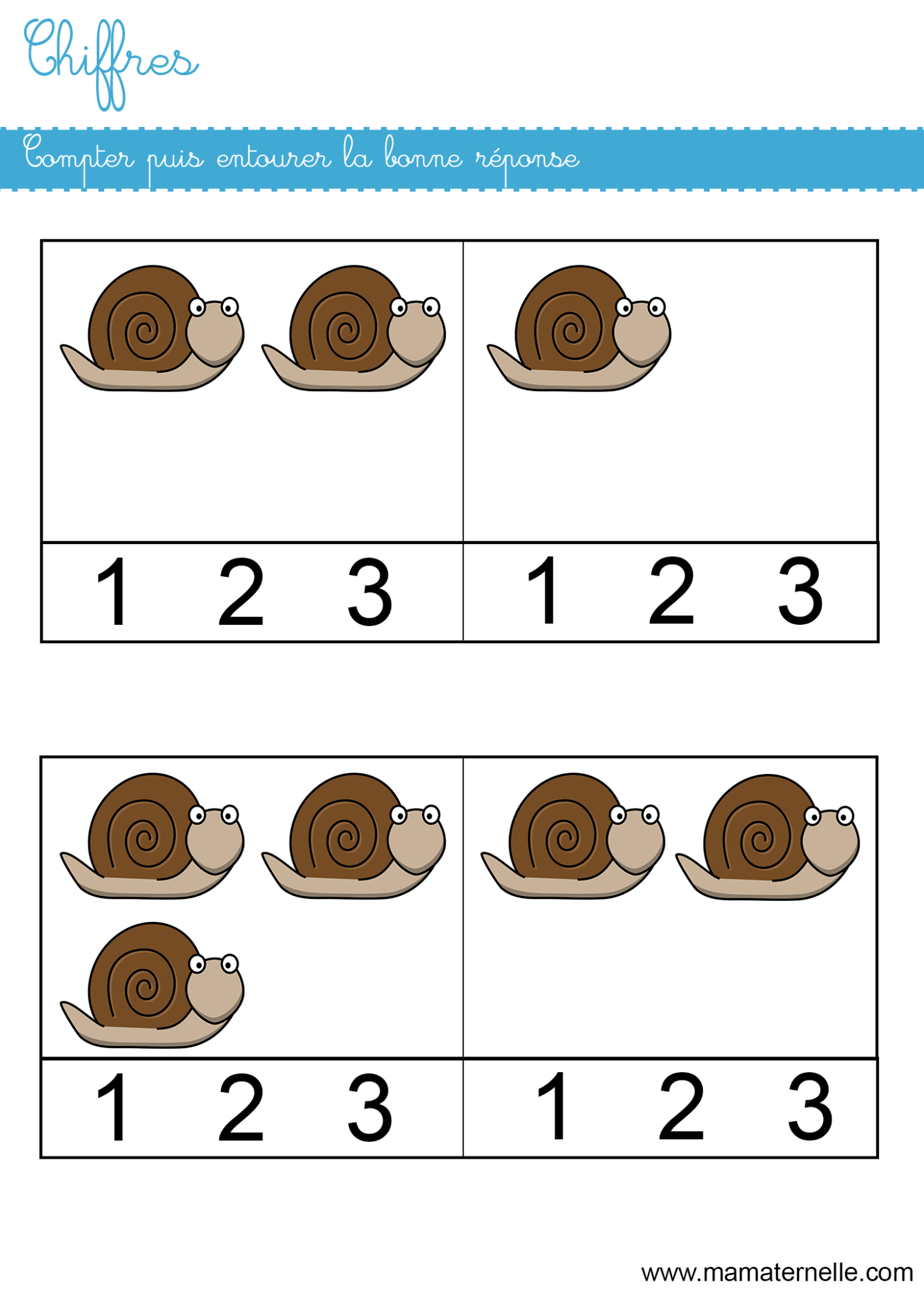Chiffres : compter puis entourer le chiffre - Ma Maternelle