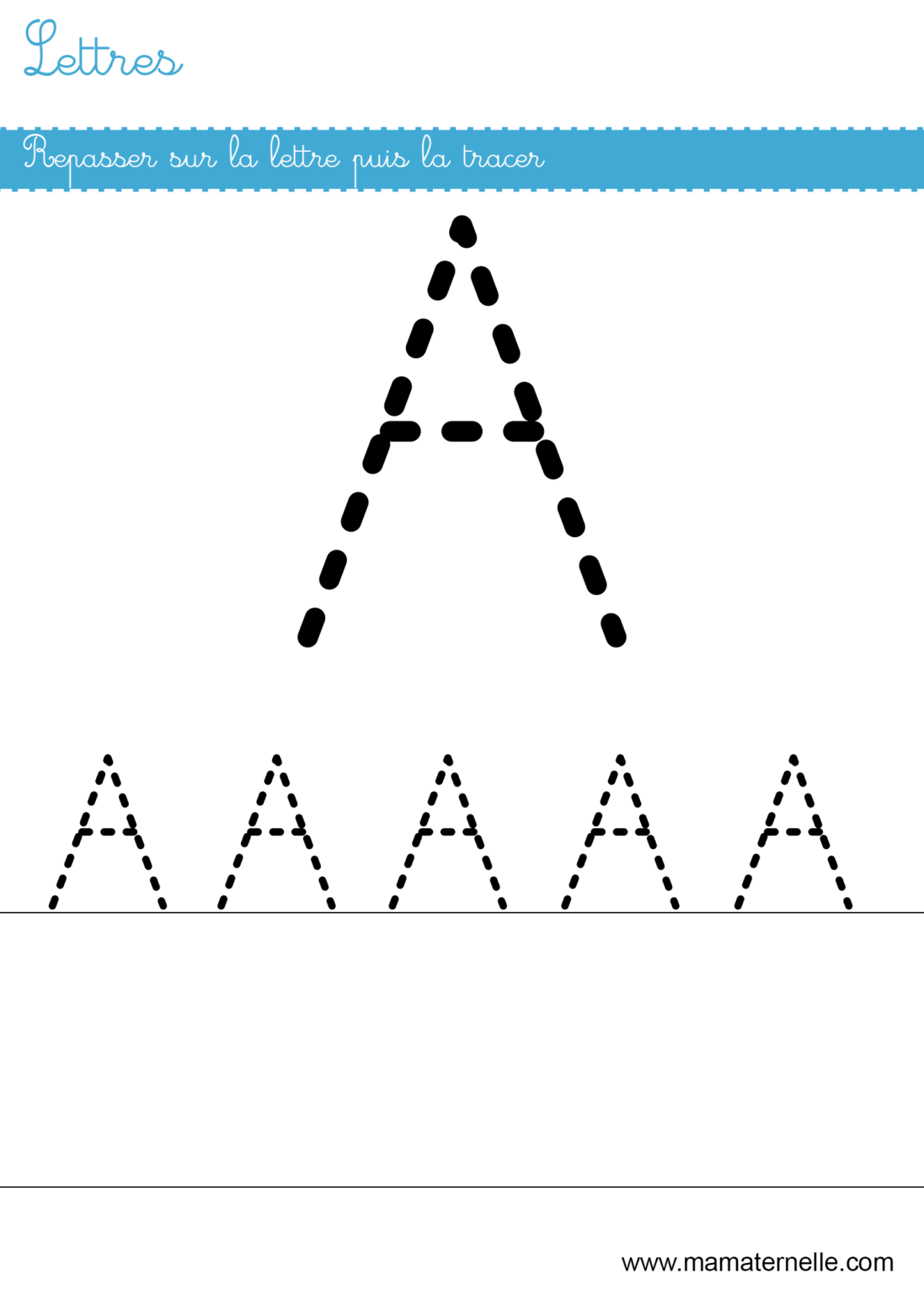 Lettres : repasser sur la lettre A - Ma Maternelle