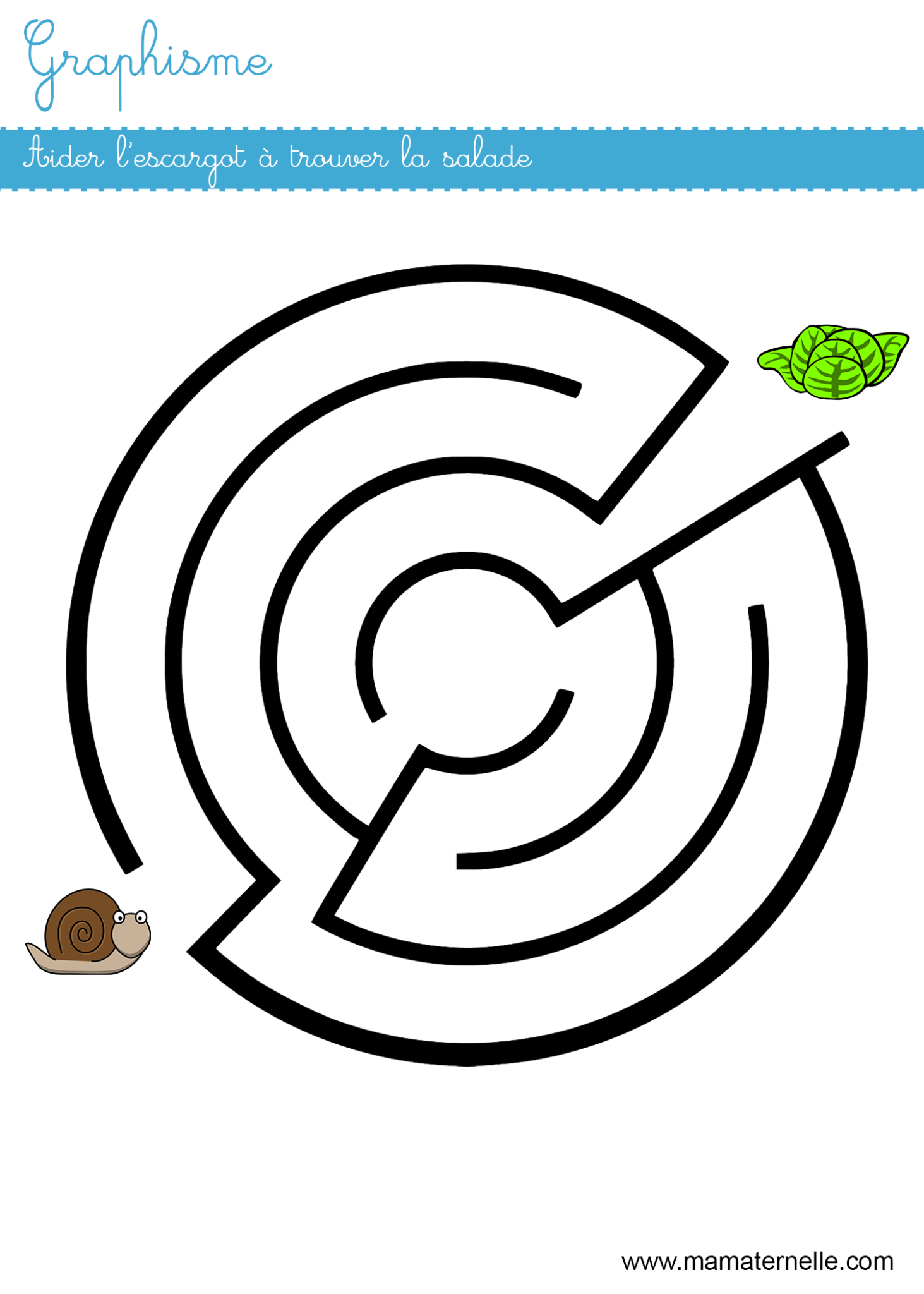 Graphisme : aider l'escargot dans le labyrinthe - Ma Maternelle