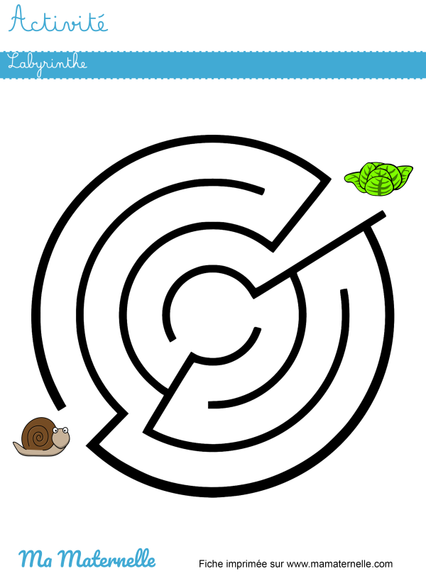 Activité : aider l'escargot dans le labyrinthe - Ma Maternelle