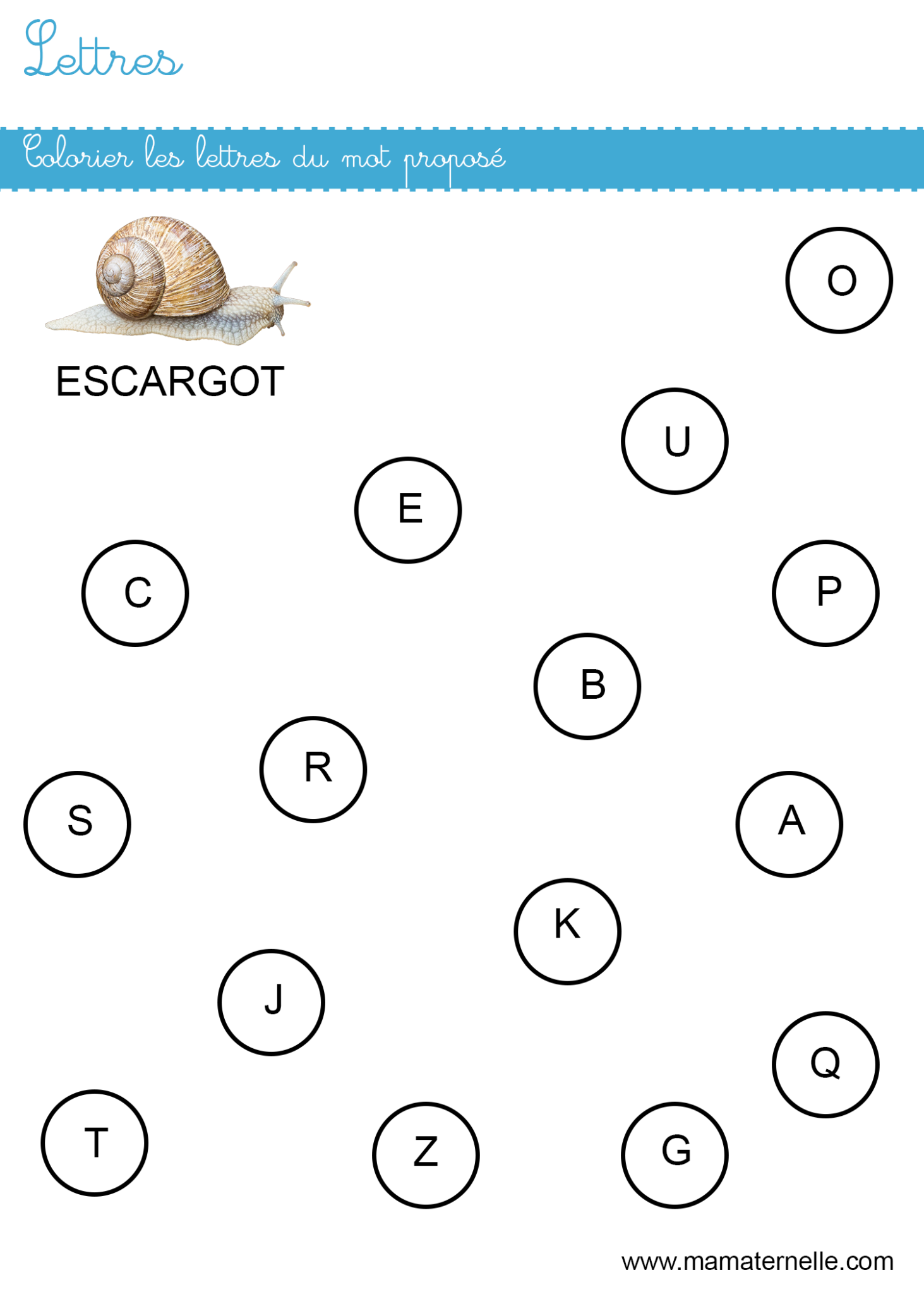 Lettres : colorier les lettres - Ma Maternelle