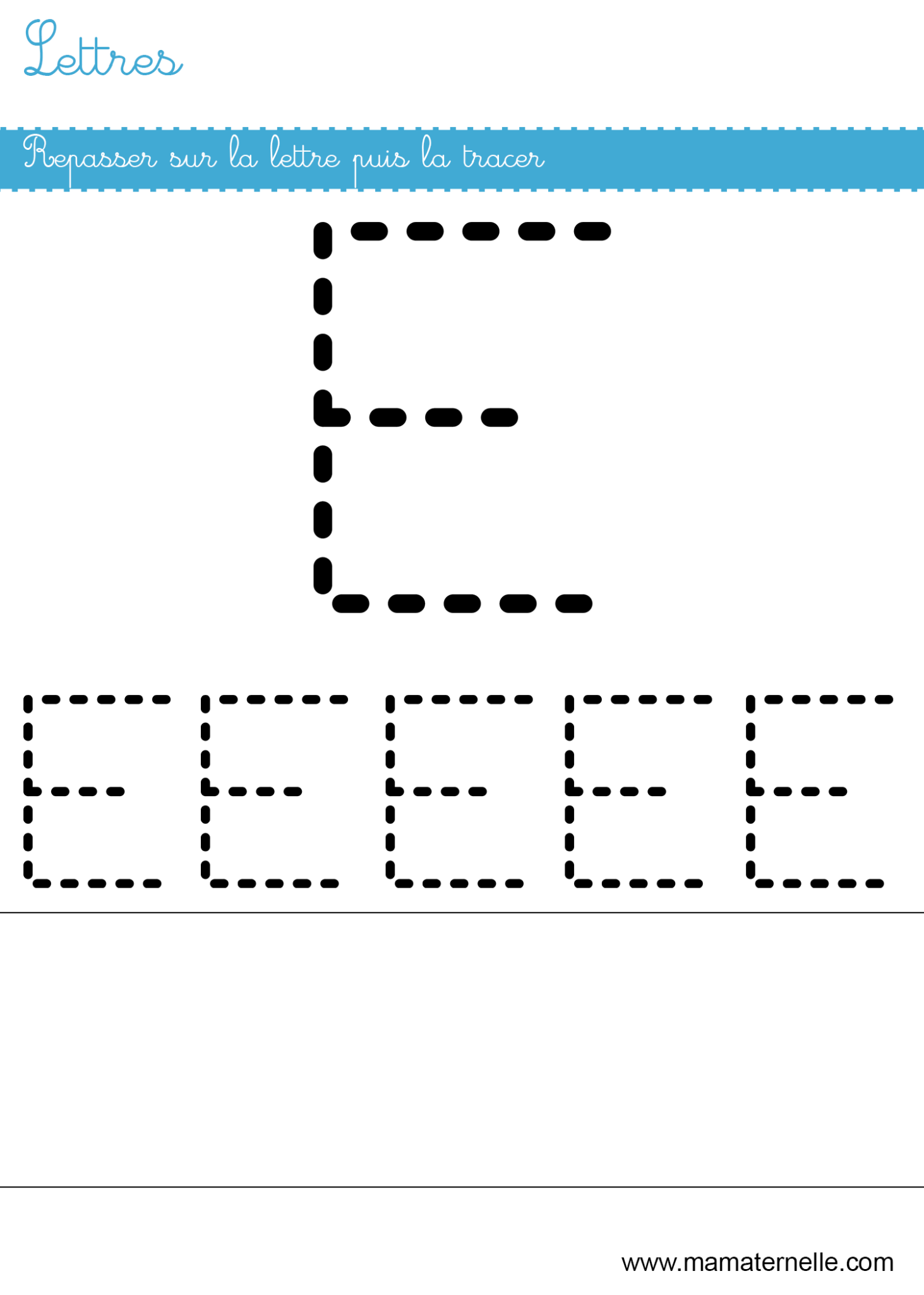 Lettres : repasser sur la lettre E - Ma Maternelle
