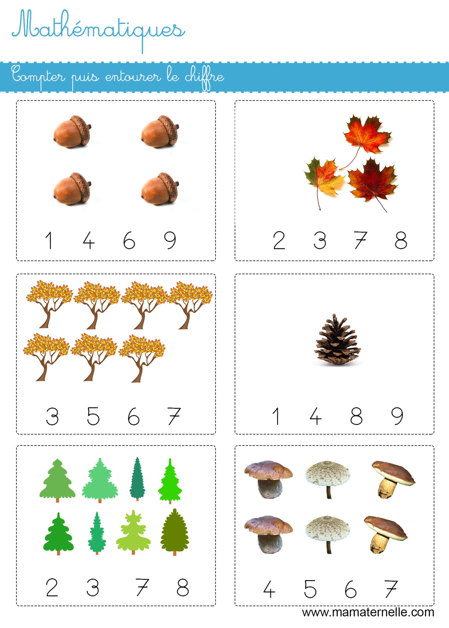 Mathématiques : compter puis entourer le chiffre - Ma Maternelle