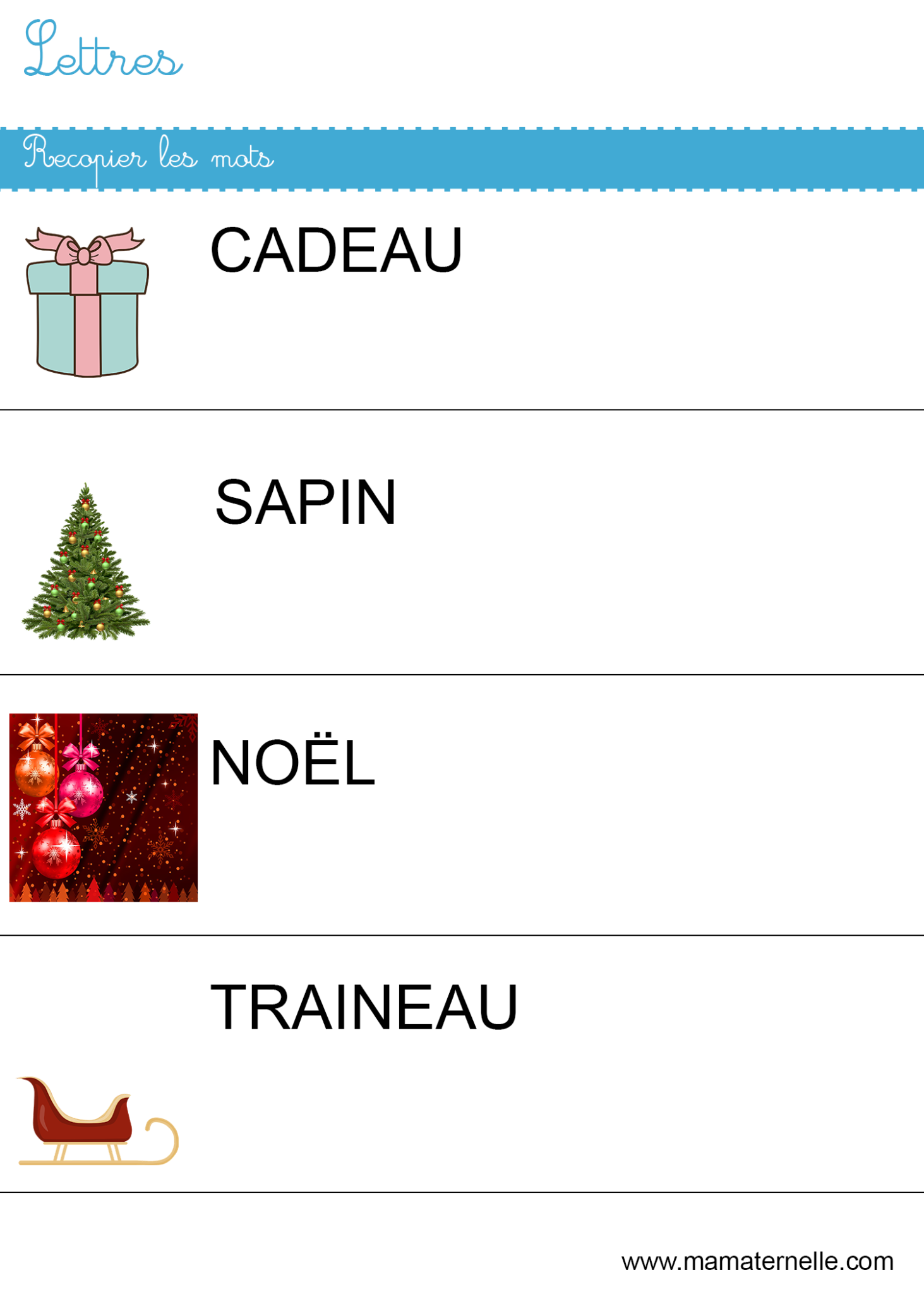 Lettres : recopier les mots - Ma Maternelle