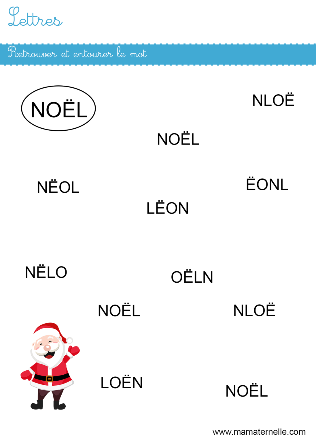 Lettres : retrouver et entourer le mot - Ma Maternelle