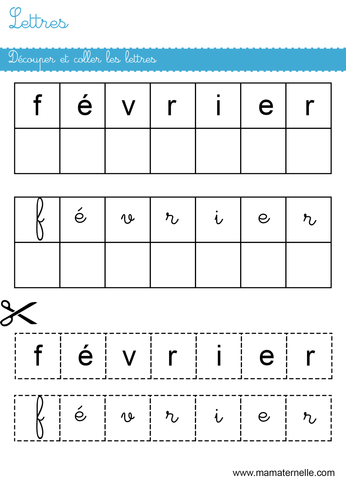 Lettres : découper et coller les lettres - Ma Maternelle