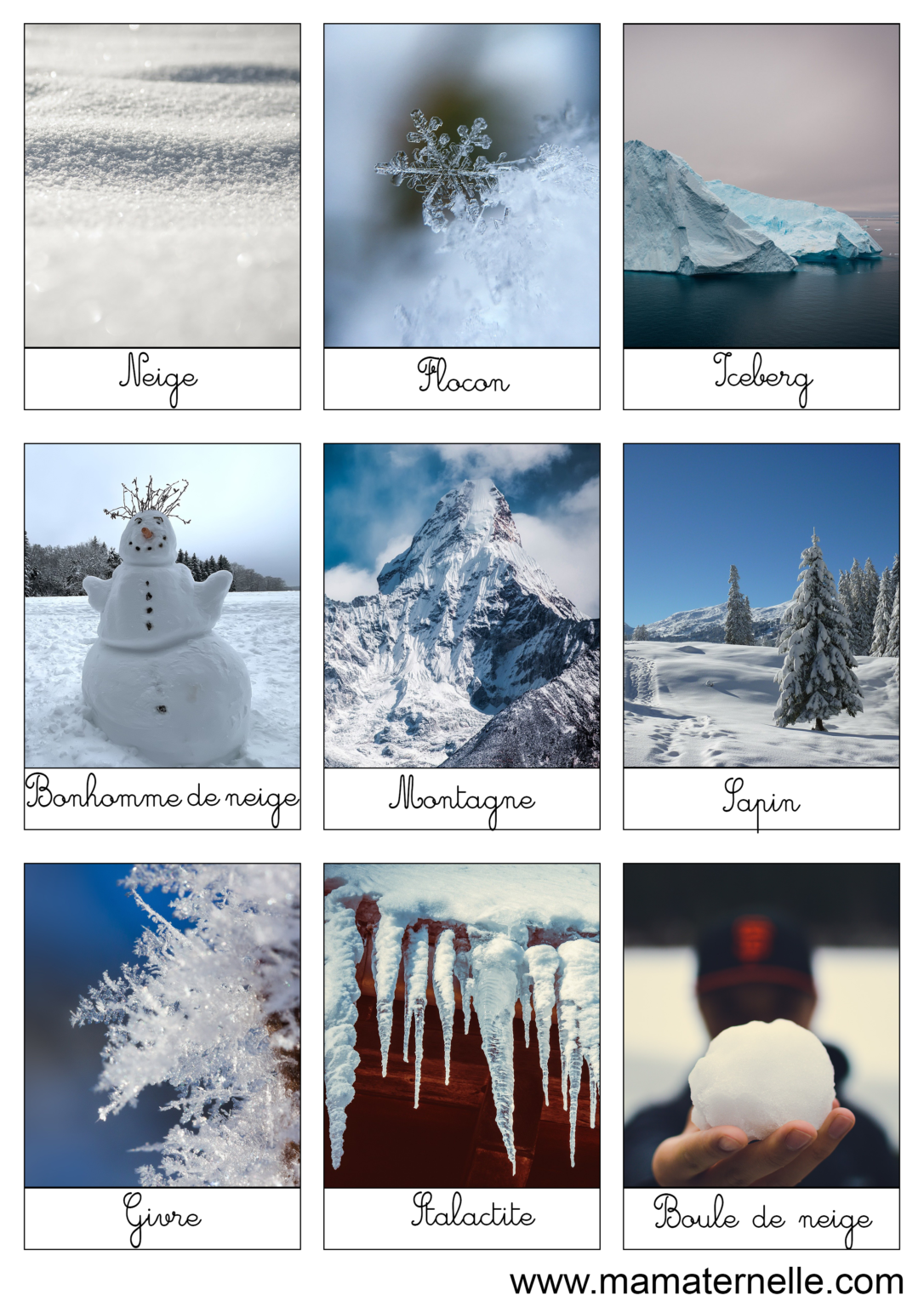 Cartes de nomenclature : Hiver - Ma Maternelle