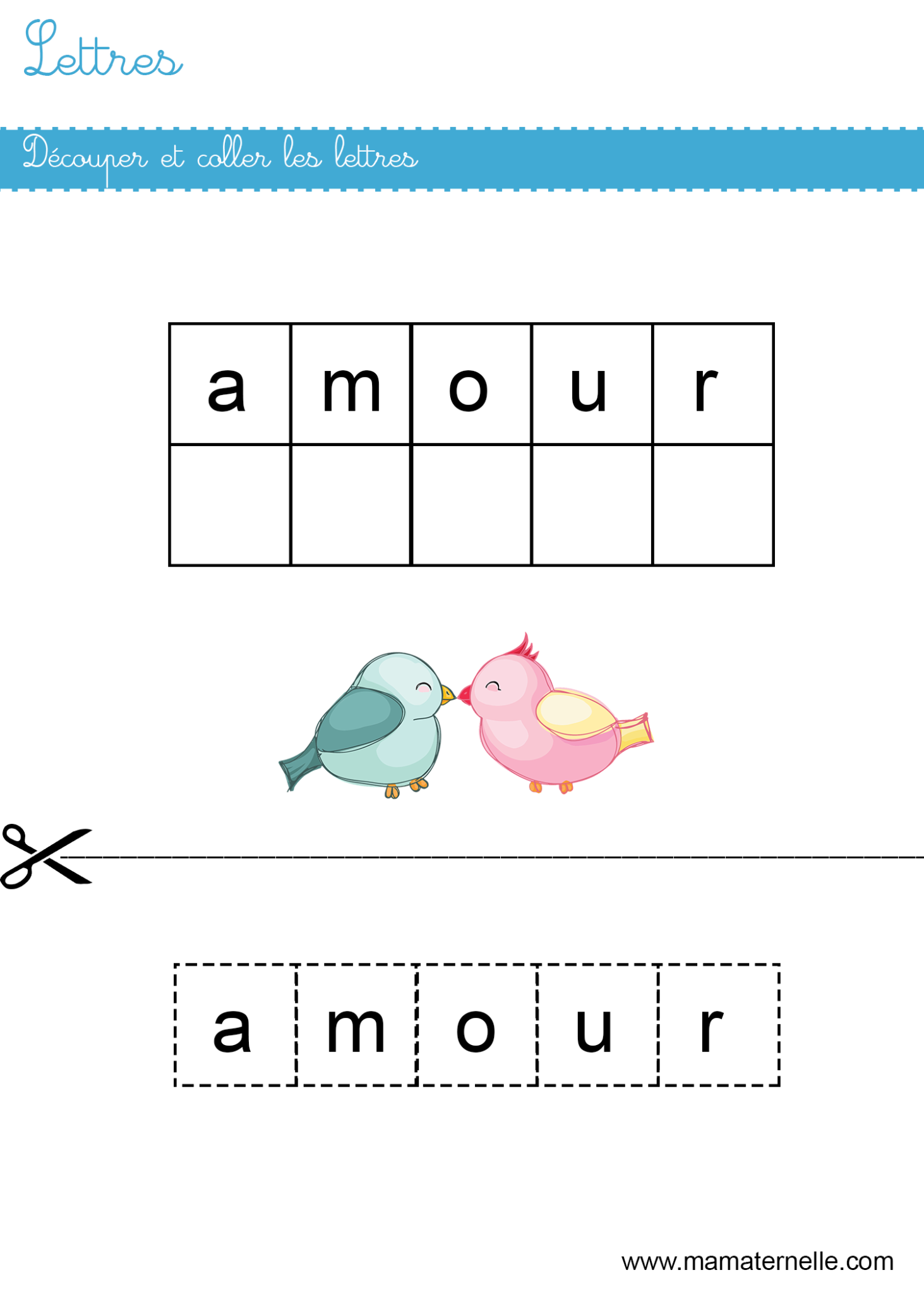 Lettres : découper et coller les lettres - Ma Maternelle