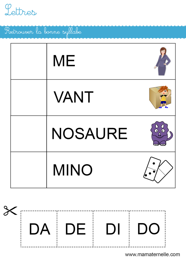 Lettres : retrouver la bonne syllabe - Ma Maternelle
