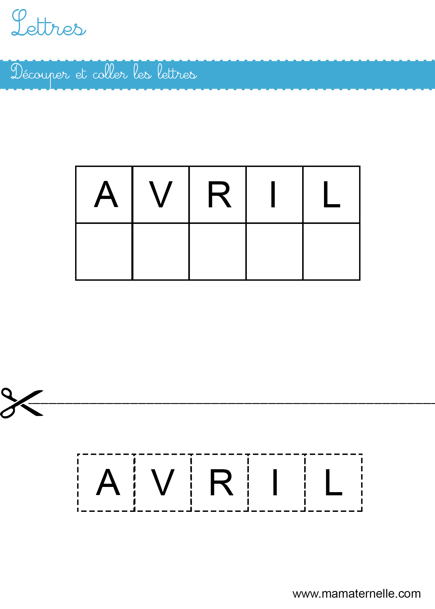 Lettres : découper et coller - Ma Maternelle