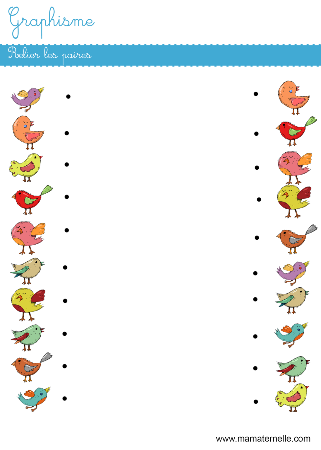 Graphisme : relier les paires - Ma Maternelle