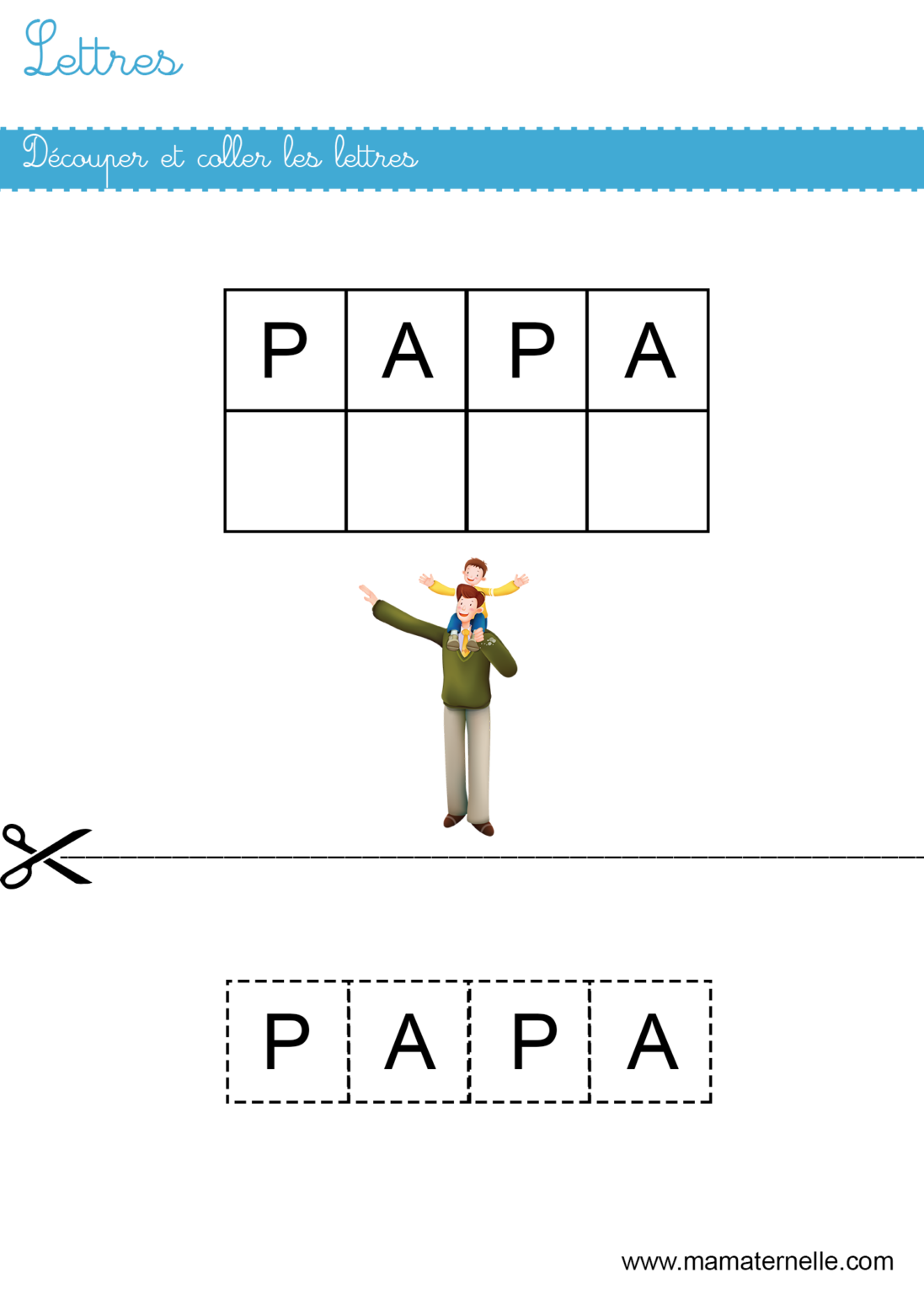 Lettres : découper et coller les lettres - Ma Maternelle