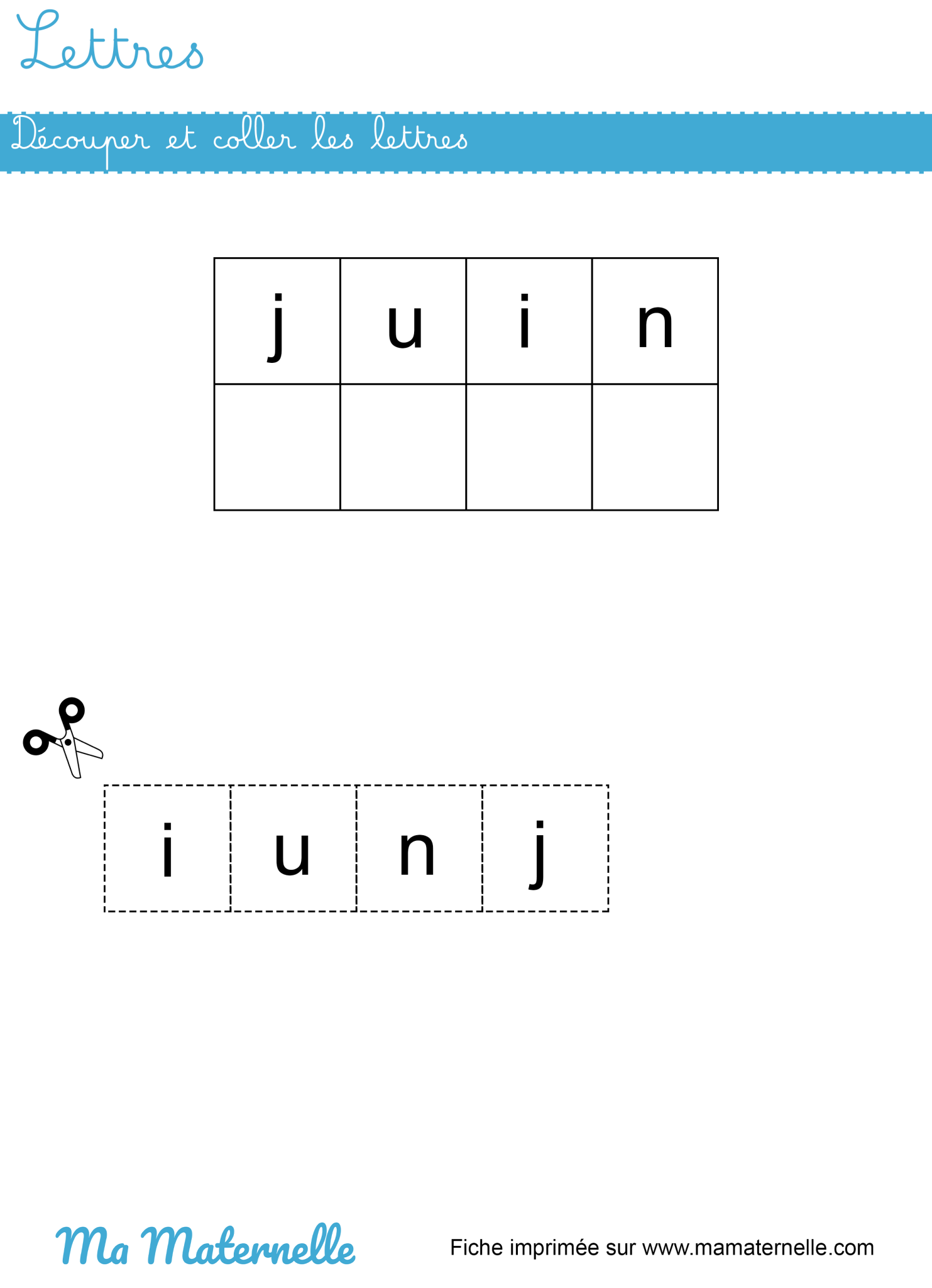 Lettres : découper et coller - Ma Maternelle