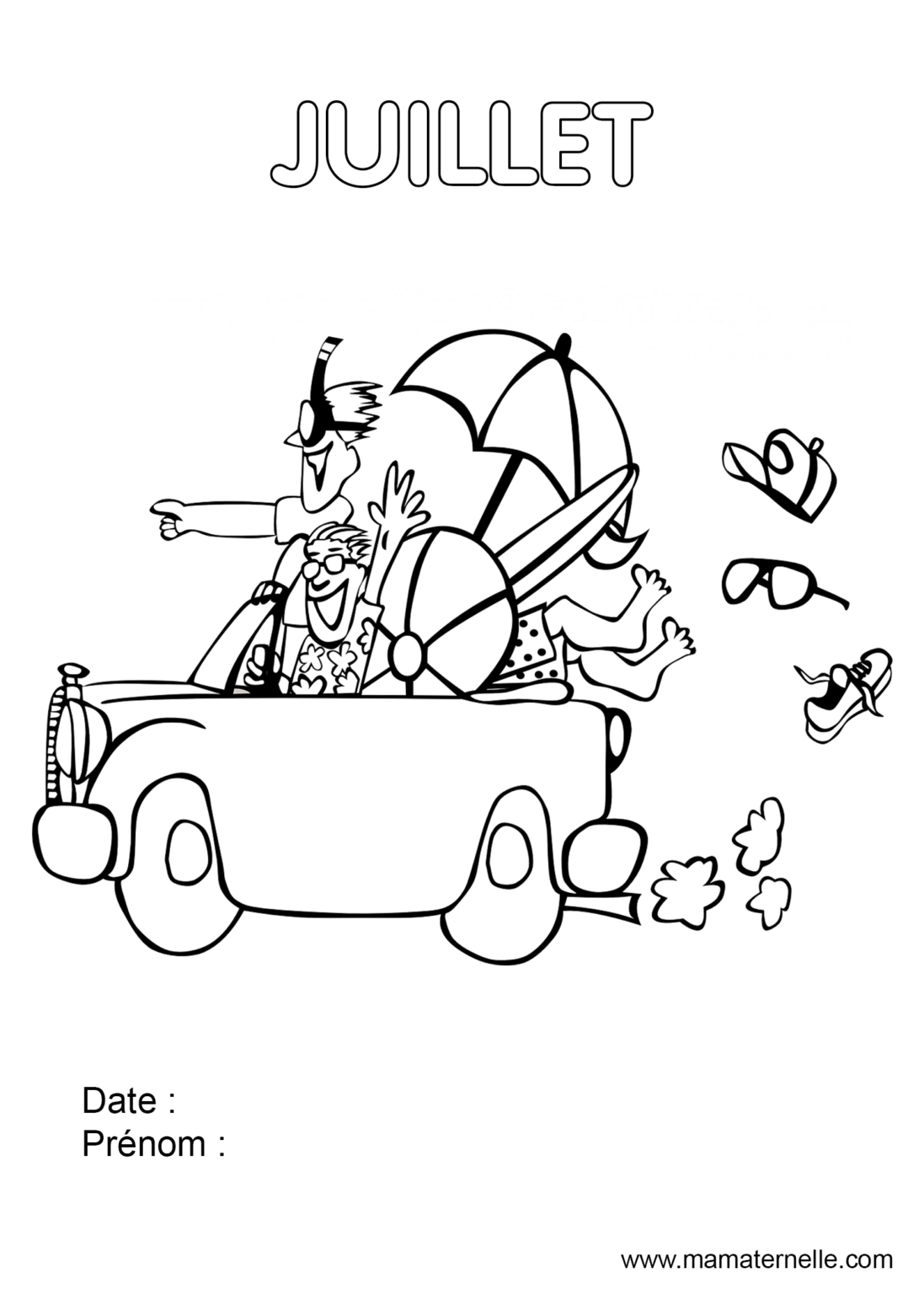 Coloriage du mois de juillet - Ma Maternelle