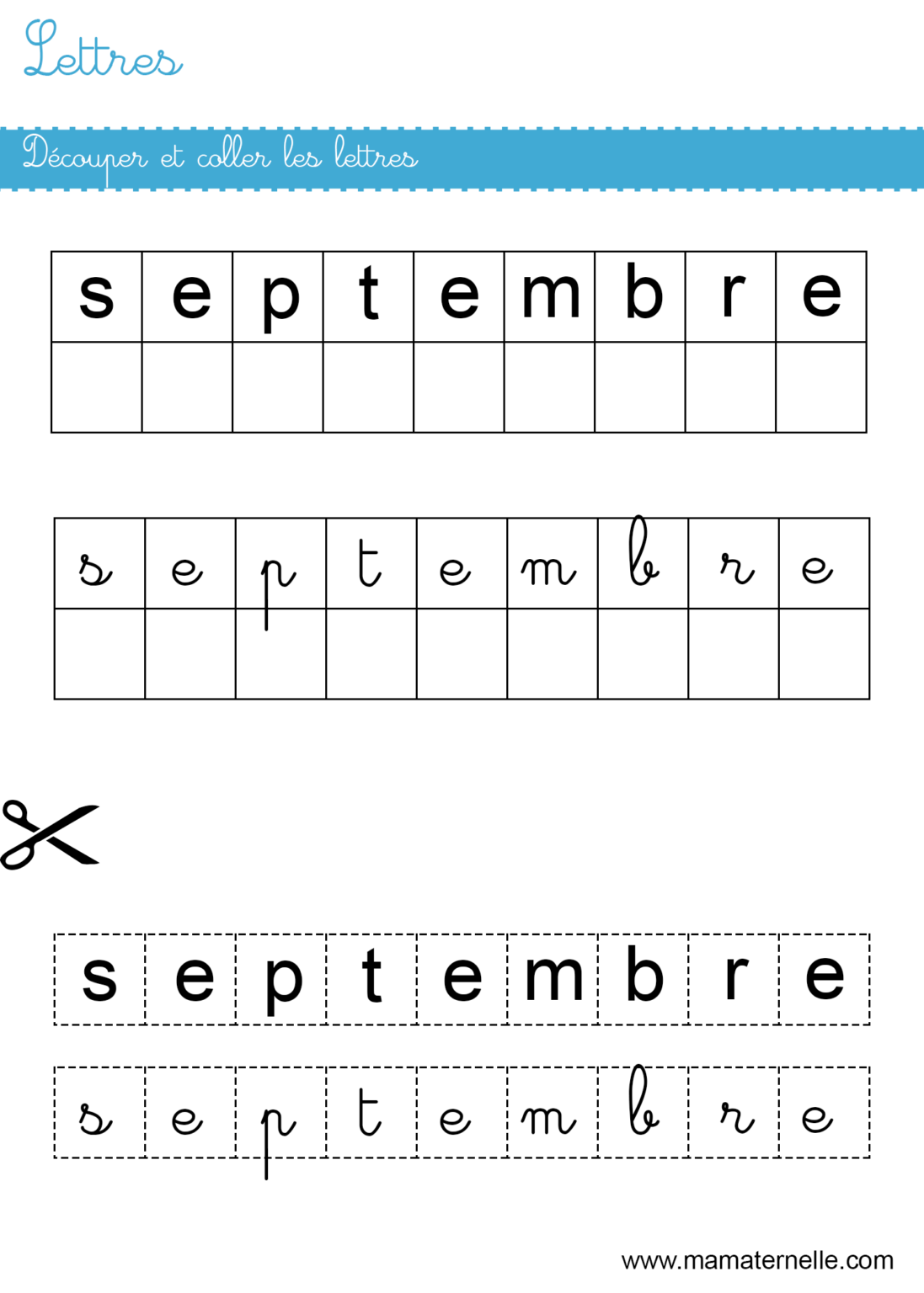 Lettres : découper et coller les lettres - Ma Maternelle