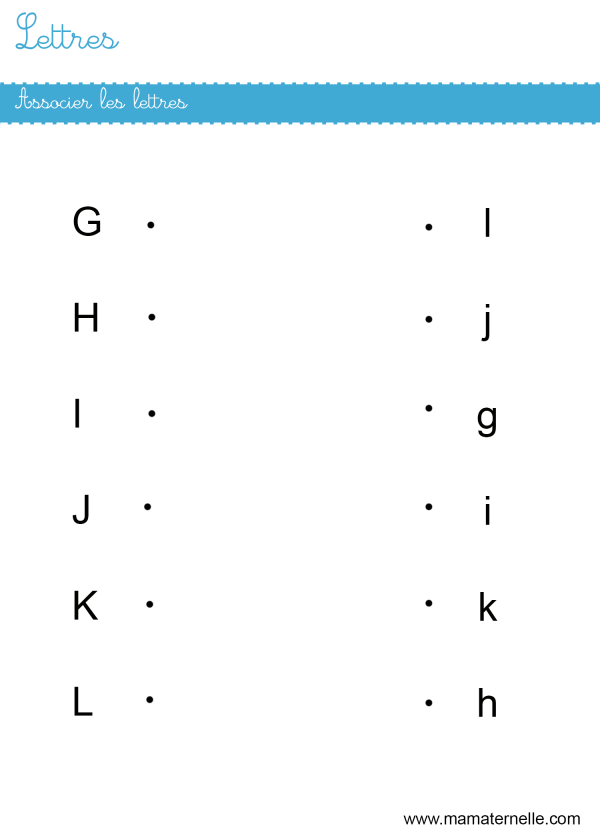 Lettres : associer les lettres - Ma Maternelle