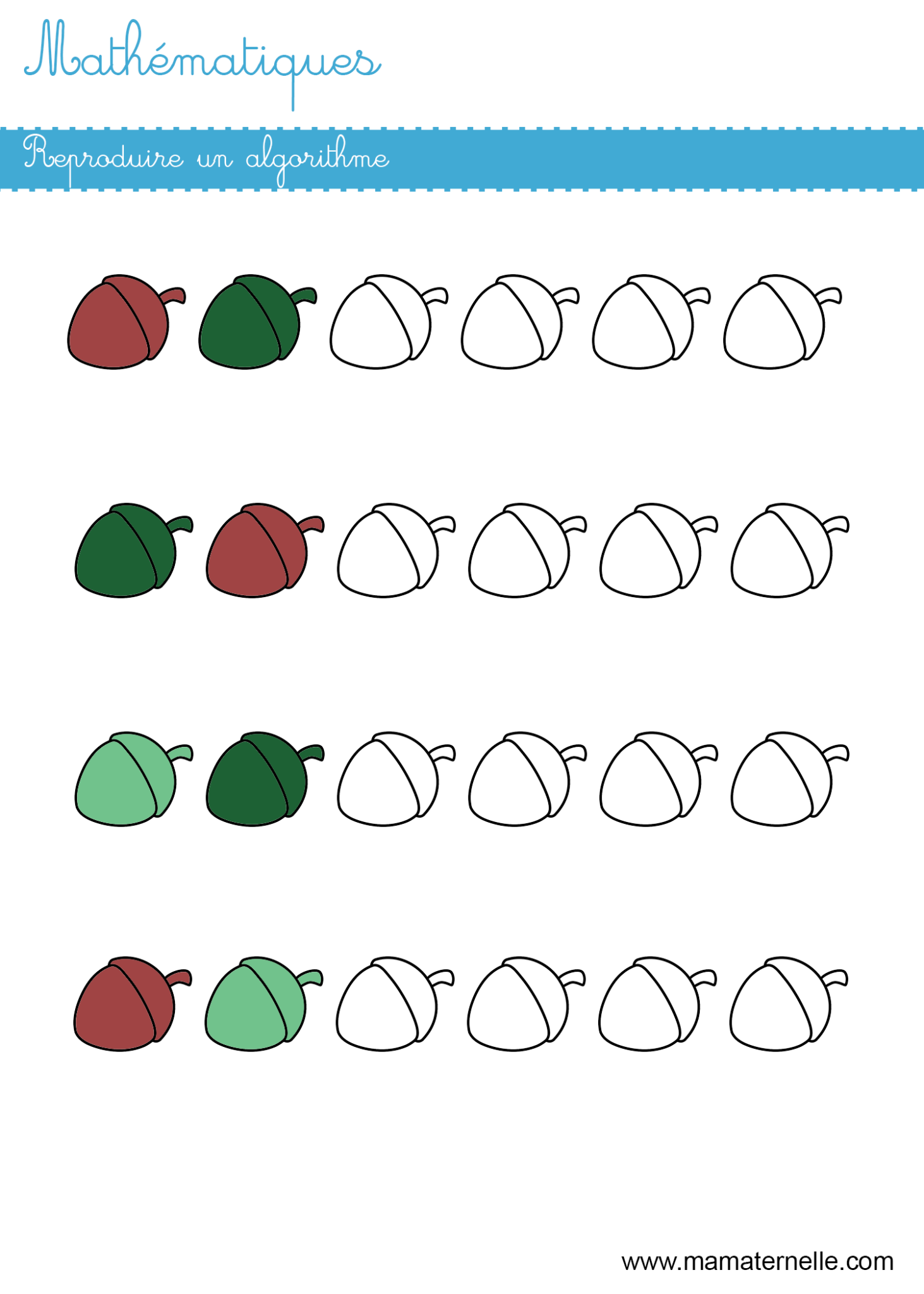 Mathématiques : reproduire un algorithme - Ma Maternelle