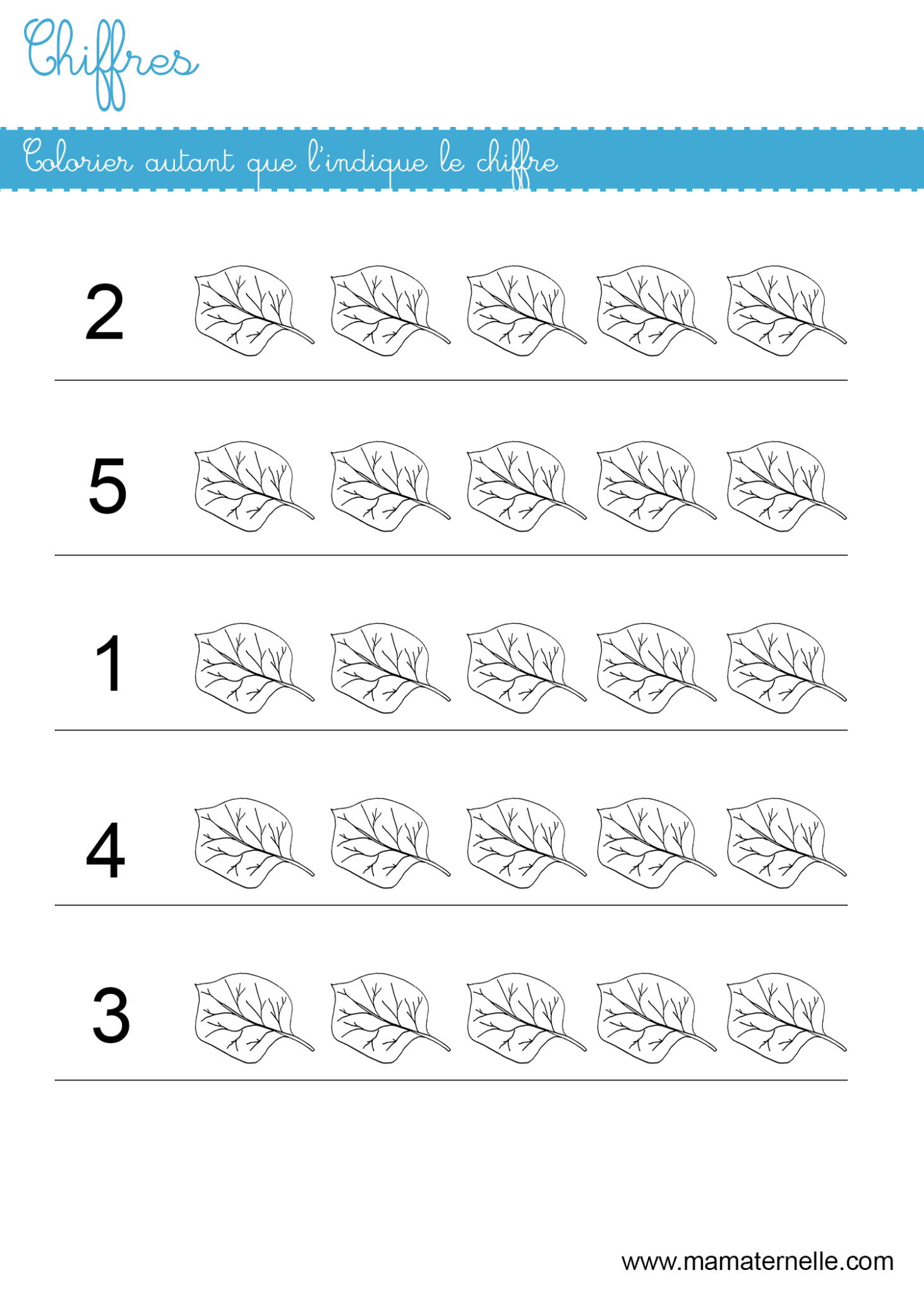 Chiffres : colorier autant que le chiffre - Ma Maternelle