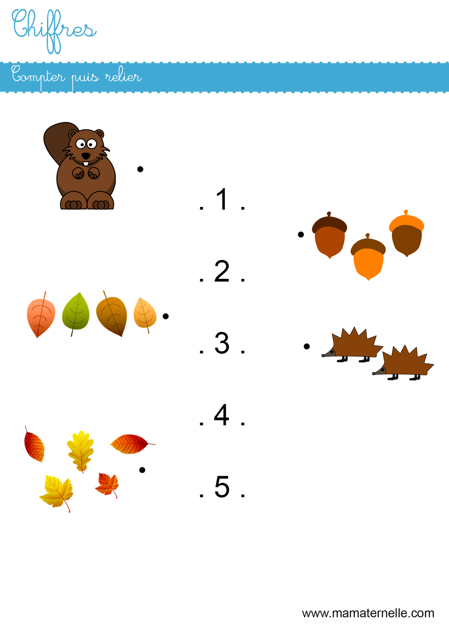 Chiffres : compter puis relier - Ma Maternelle