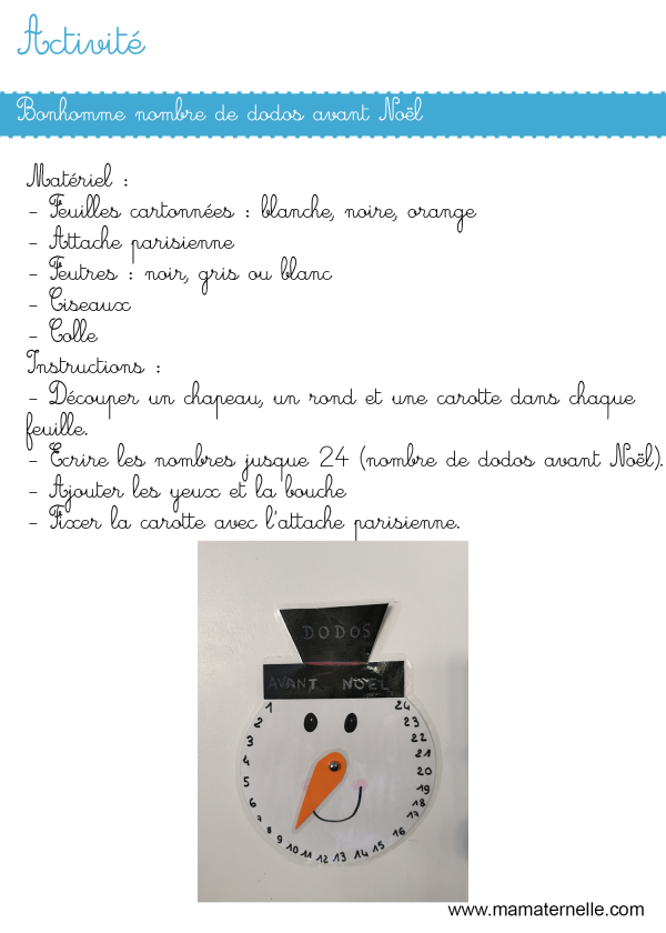 Activité : bonhomme nombre de dodos - Ma Maternelle