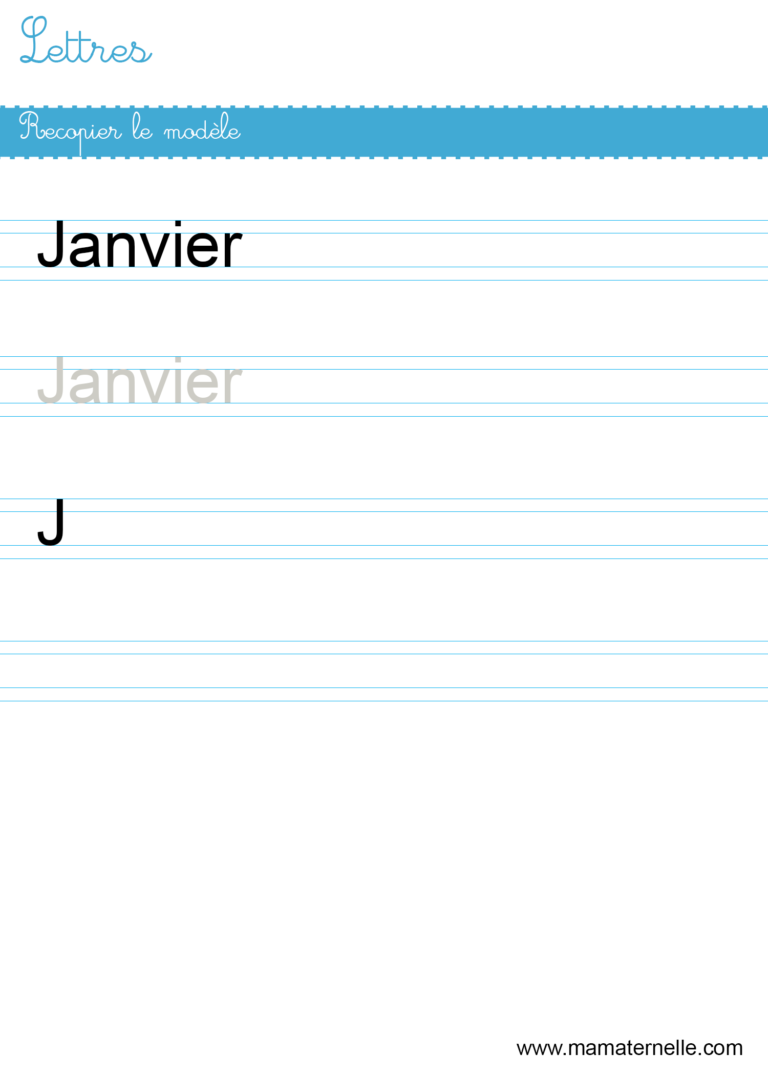 Lettres : recopier le modèle - Ma Maternelle