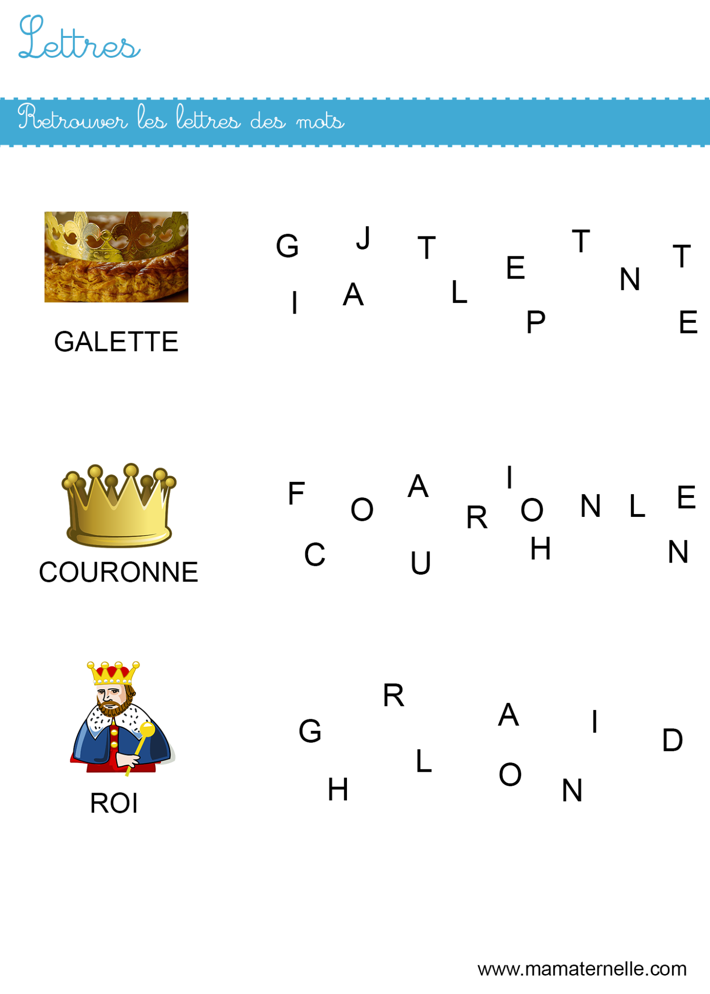 Lettres : retrouver les lettres des mots - Ma Maternelle
