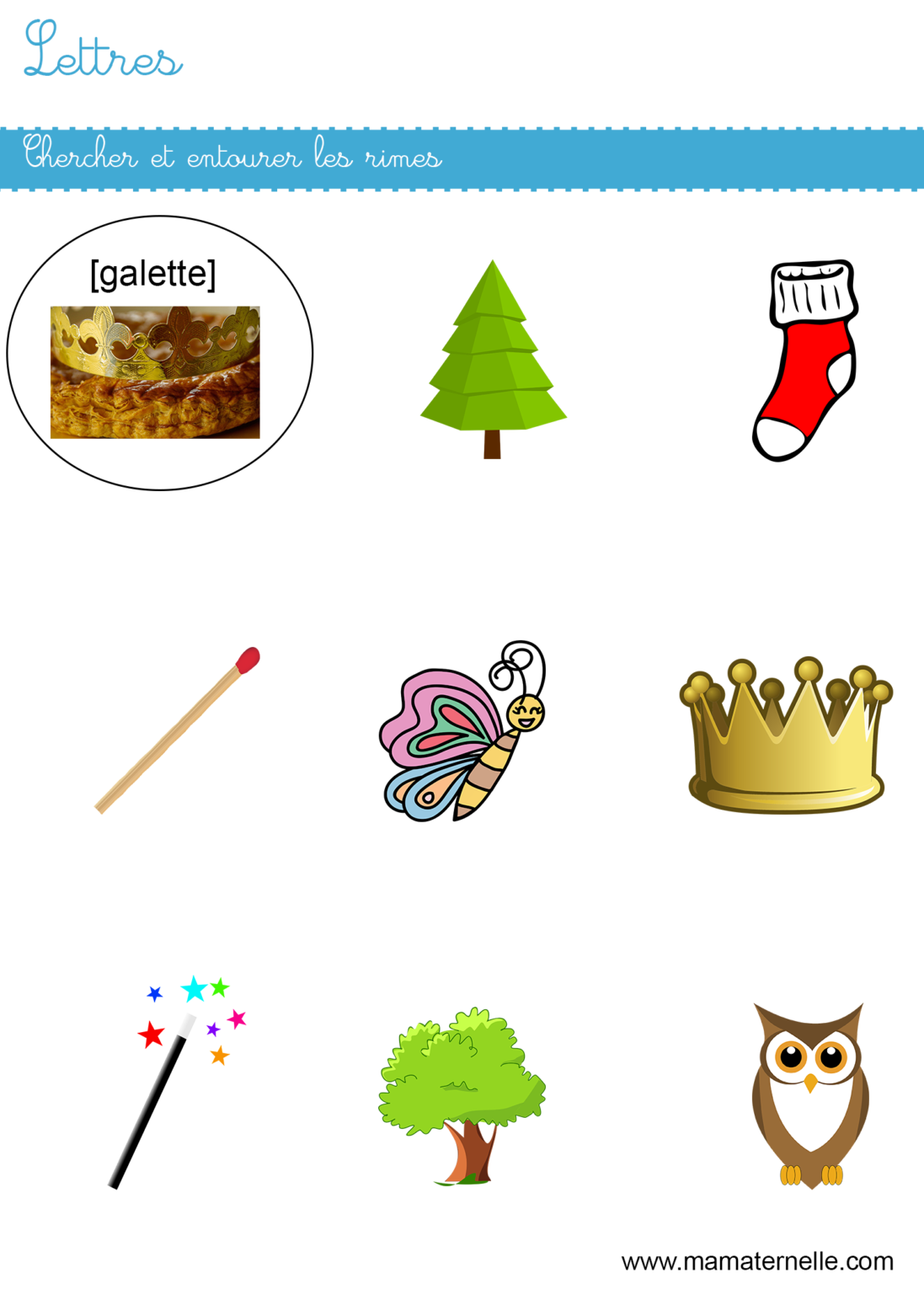 Lettres : chercher et entourer les rimes - Ma Maternelle