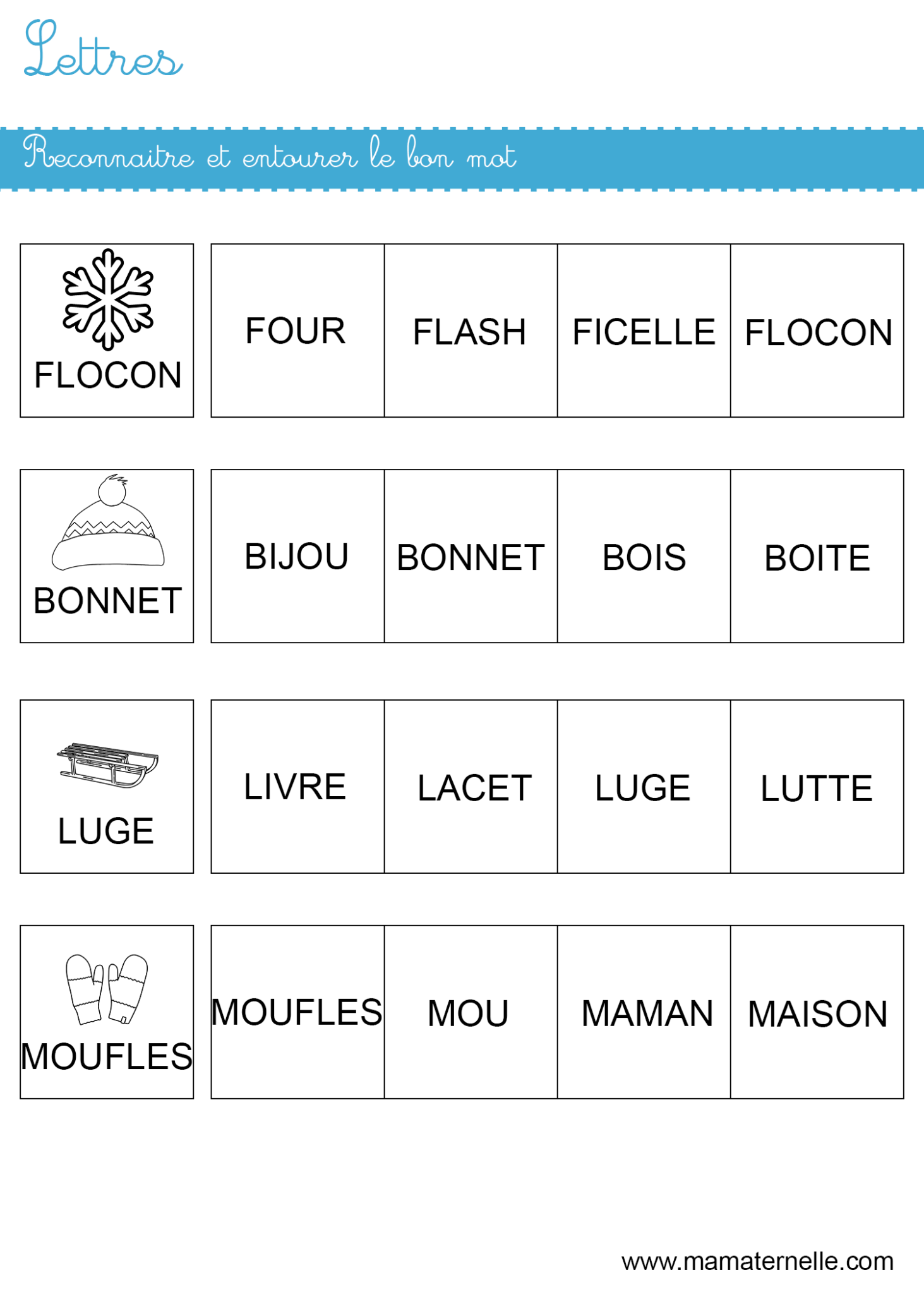 Lettres : reconnaitre et entourer - Ma Maternelle