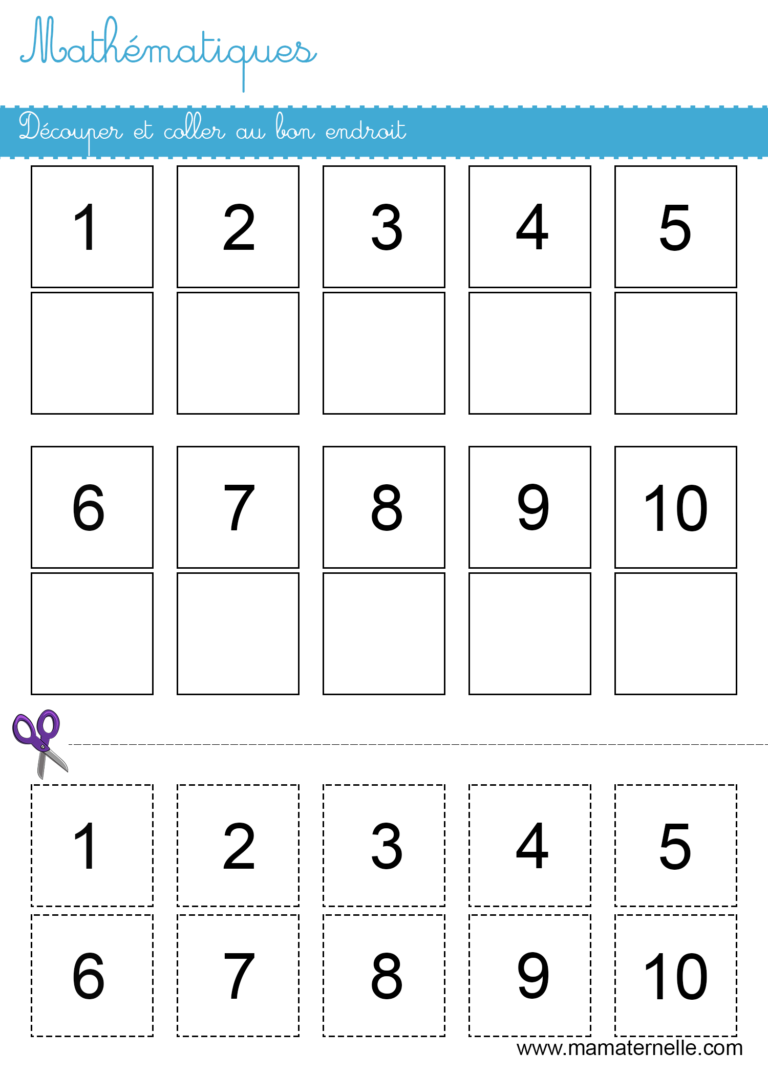 Mathématiques : découper et coller au bon endroit - Ma Maternelle