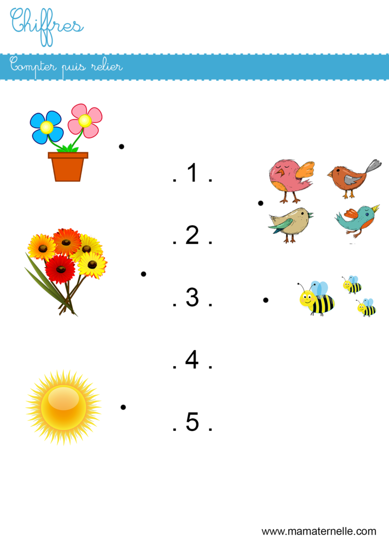 Chiffres : compter puis relier - Ma Maternelle