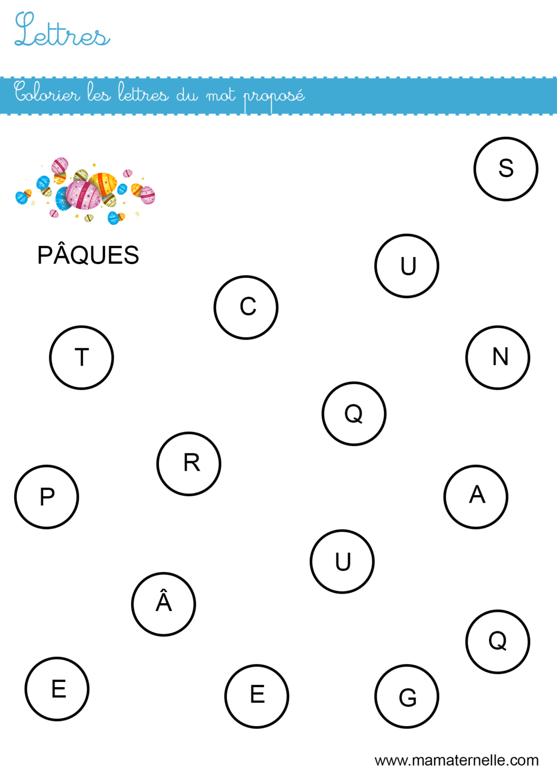Exercices de maternelle sur le thème de Pâques - Ma Maternelle