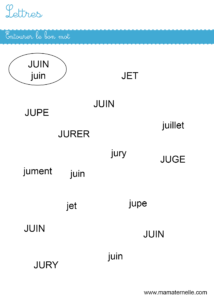Lettres : entourer le bon mot - Ma Maternelle