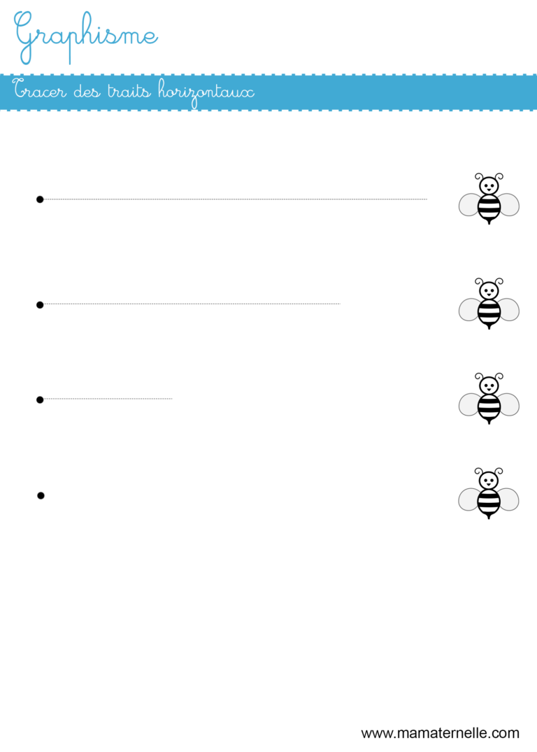 Graphisme : tracer des traits horizontaux - Ma Maternelle