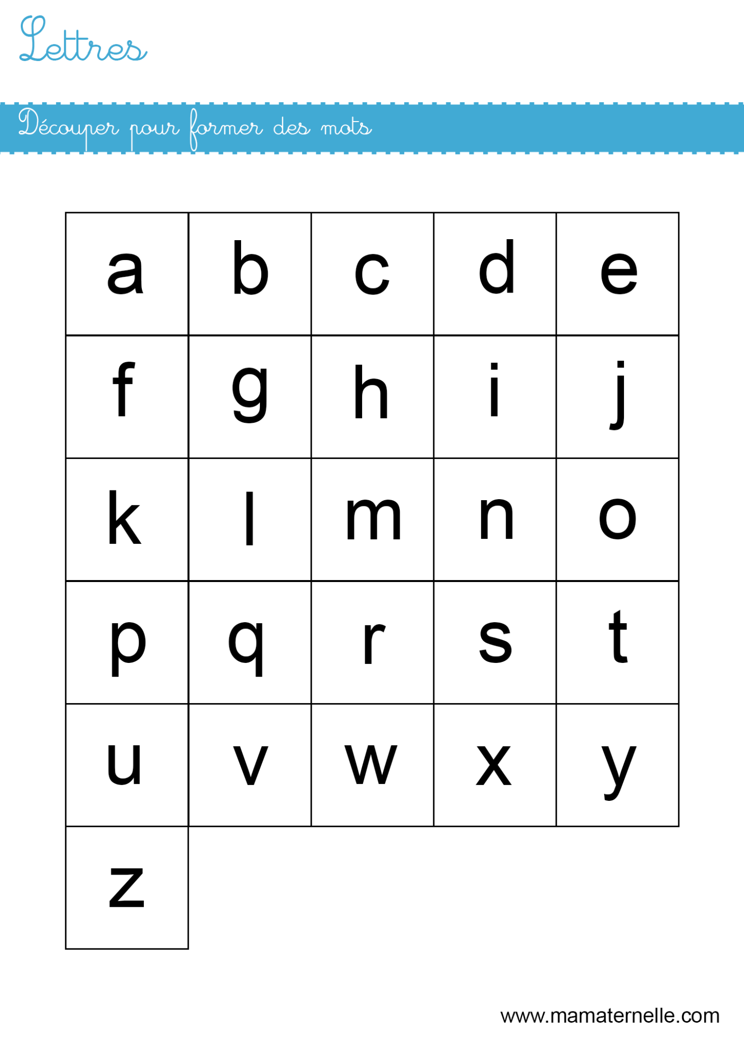 Lettres : découper pour former des mots - Ma Maternelle