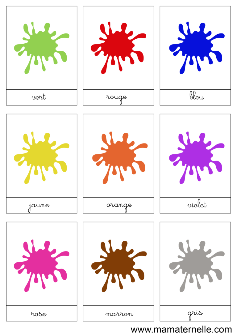 Cartes de nomenclature : Couleurs - Ma Maternelle