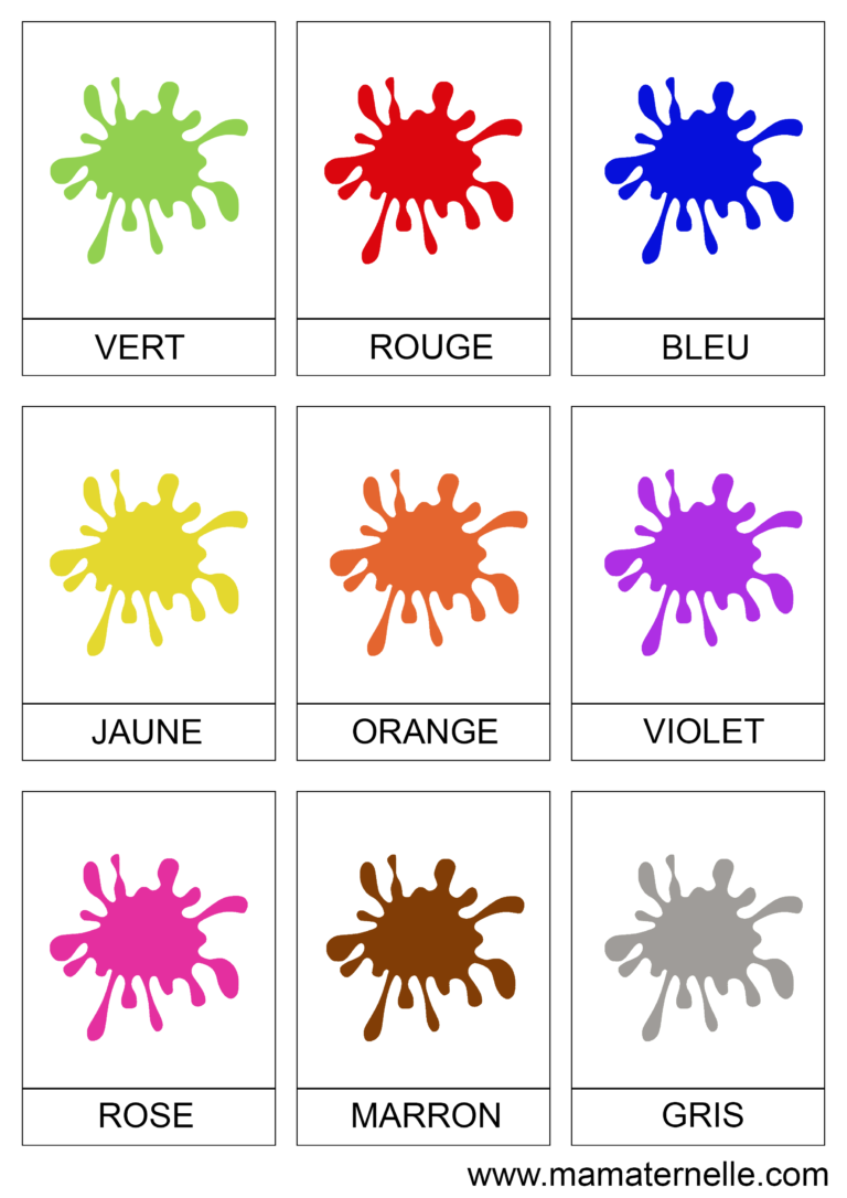 Cartes de nomenclature : Couleurs - Ma Maternelle