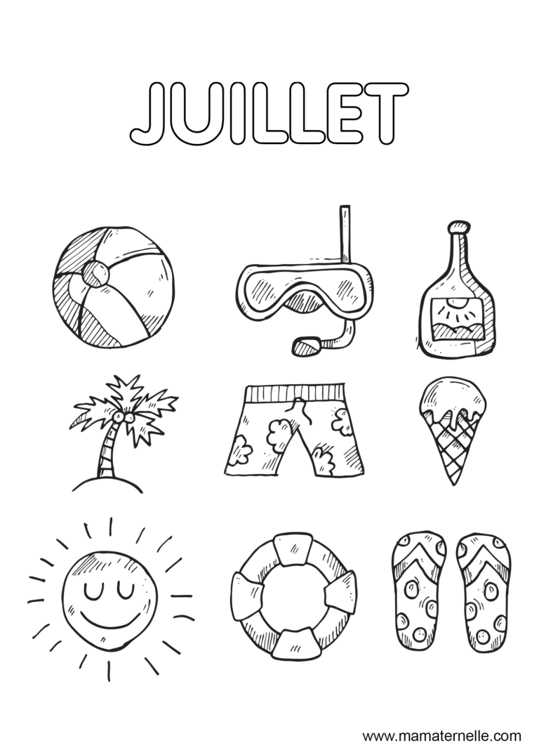 Coloriage du mois de juillet - Ma Maternelle