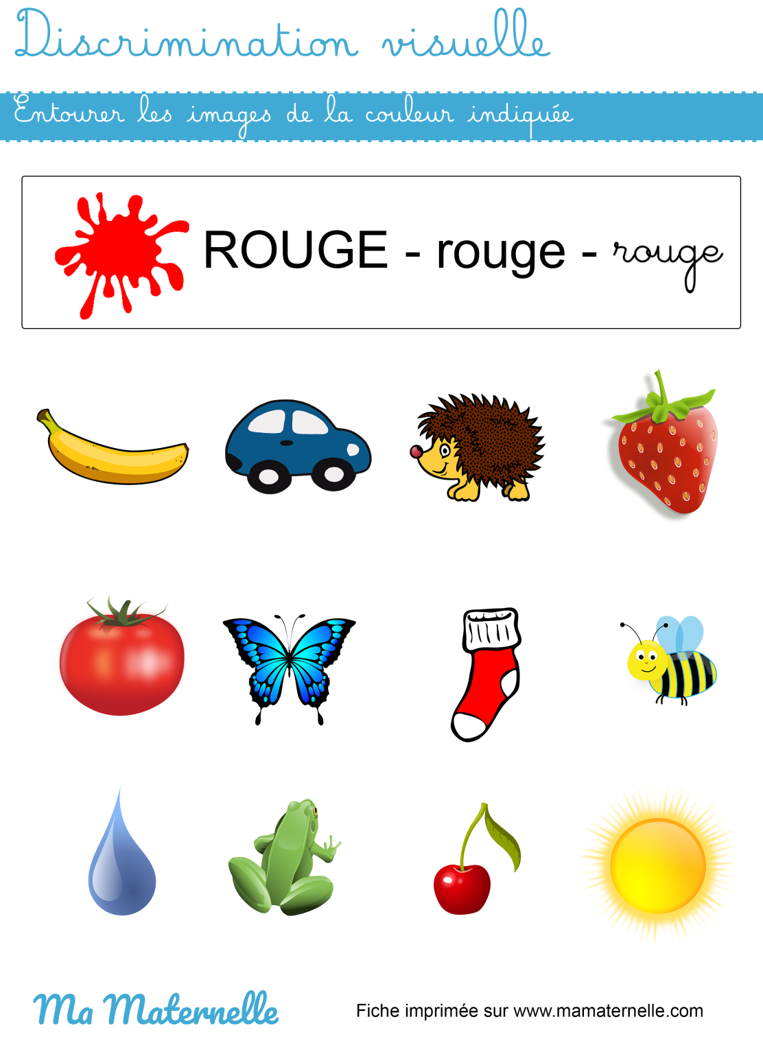 Discrimination visuelle : entourer les images - Ma Maternelle