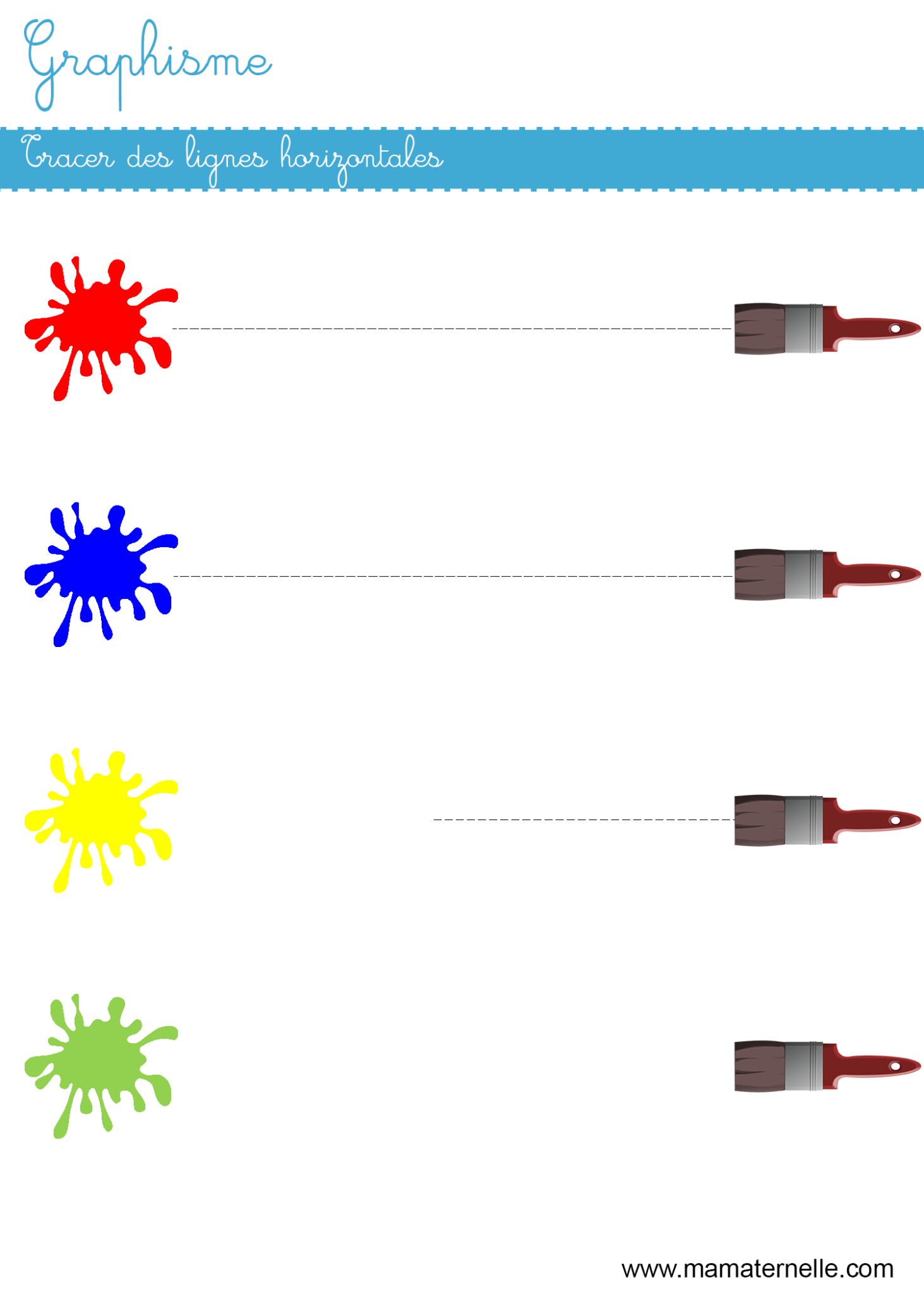 Graphisme : tracer des lignes horizontales - Ma Maternelle
