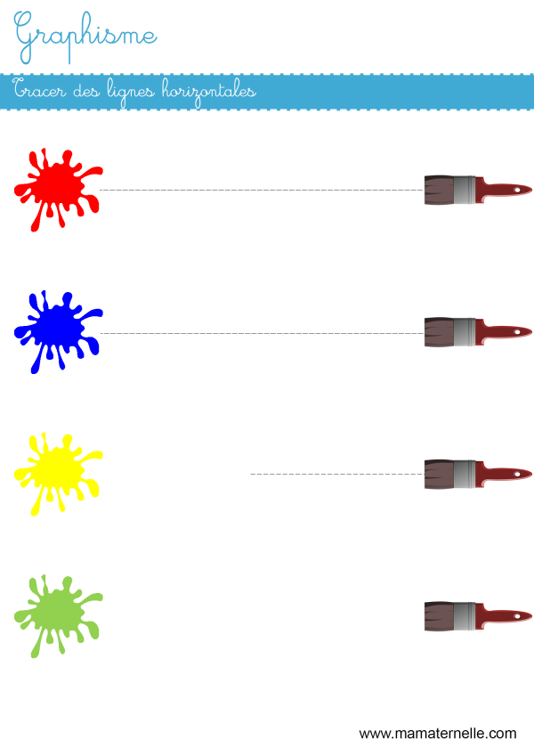 Graphisme : tracer des lignes horizontales - Ma Maternelle