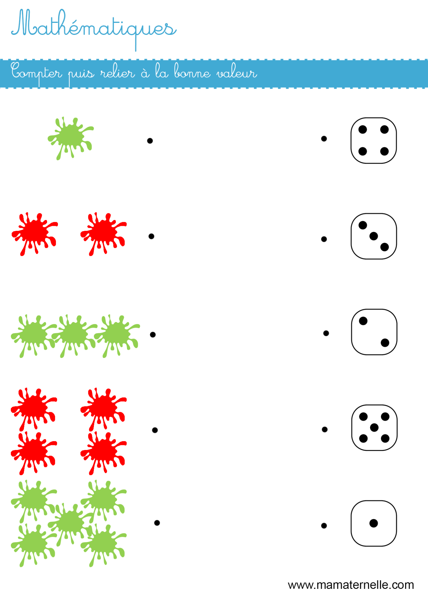 Mathématiques : compter puis relier - Ma Maternelle